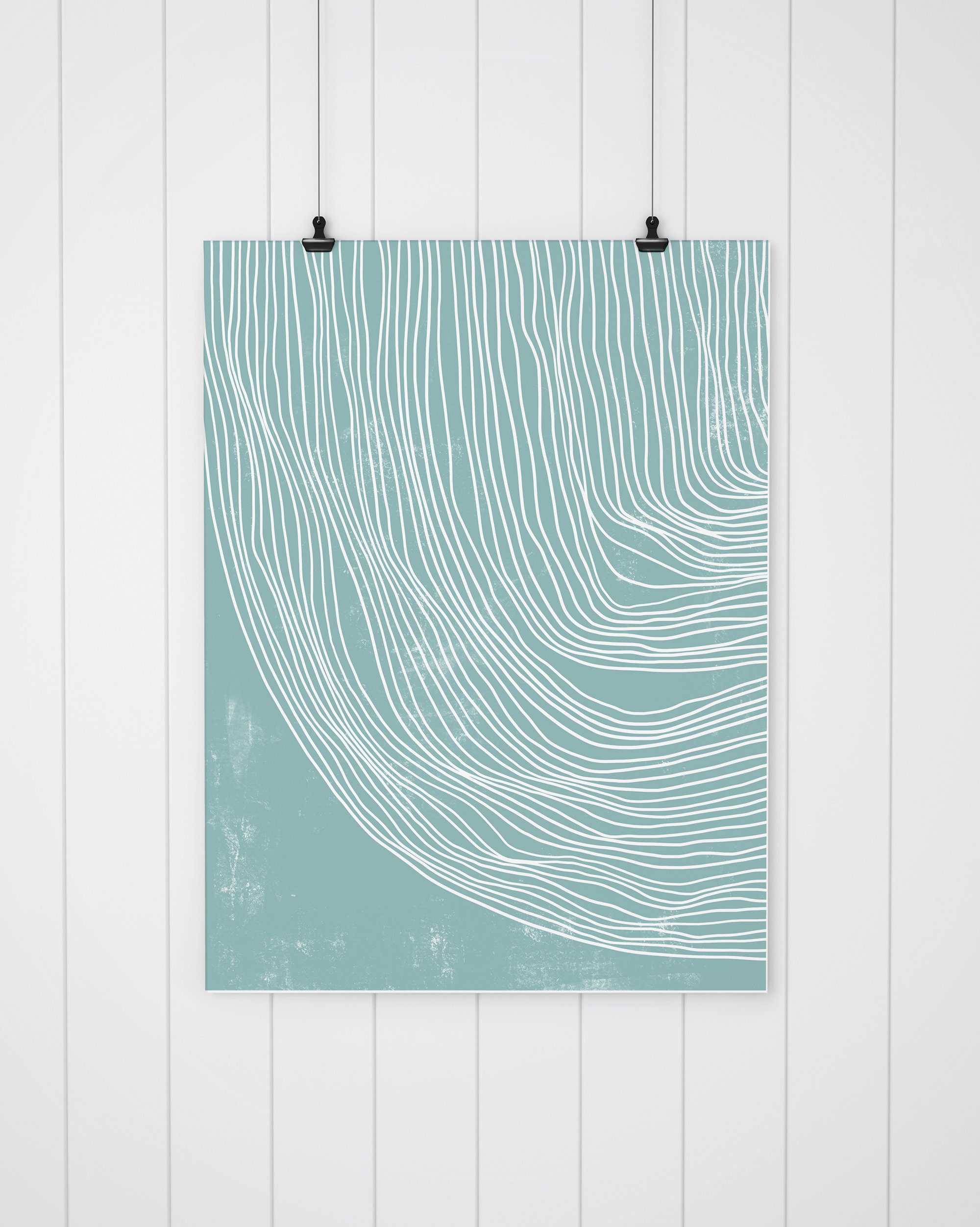 Teal Abstract Art Print, Printable Wall Art, Boho Decor, Stripes Print ...