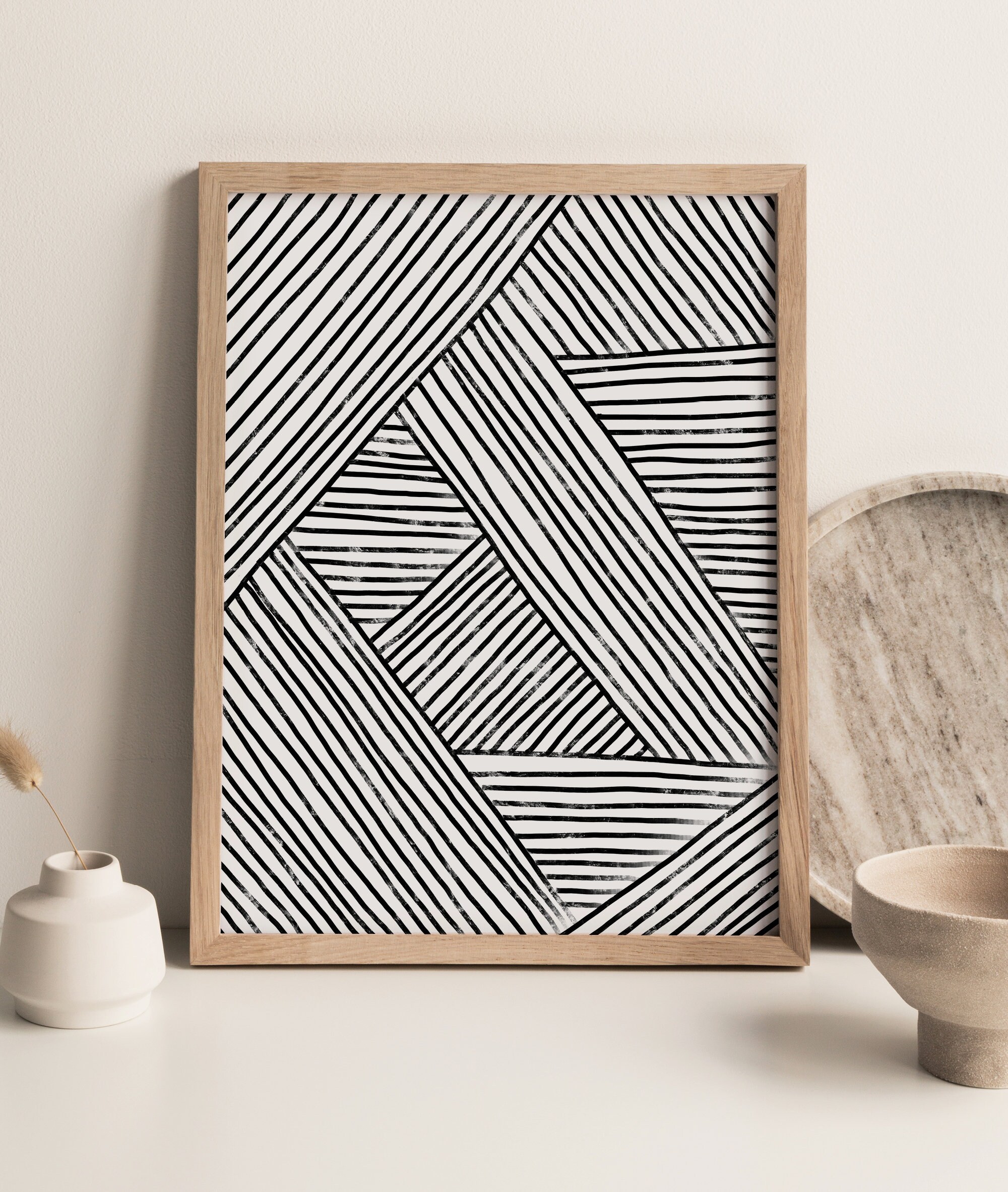 Black and White Stripes Print, Geometric Printable Wall Art, Digital ...
