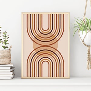 Mid Century Modern, Retro Rainbow Poster, Boho Wall Decor, Minimalist ...