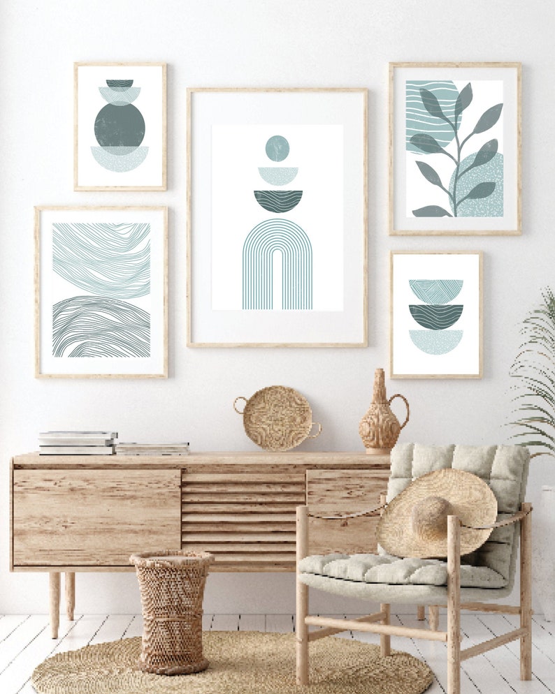 Abstract Art Prints, Gallery Wall Set of 5 Prints, Printable Wall Art ...