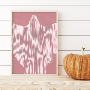 Pink Halloween Wall Art, Pink Halloween Decor, Ghost Print, Printable ...