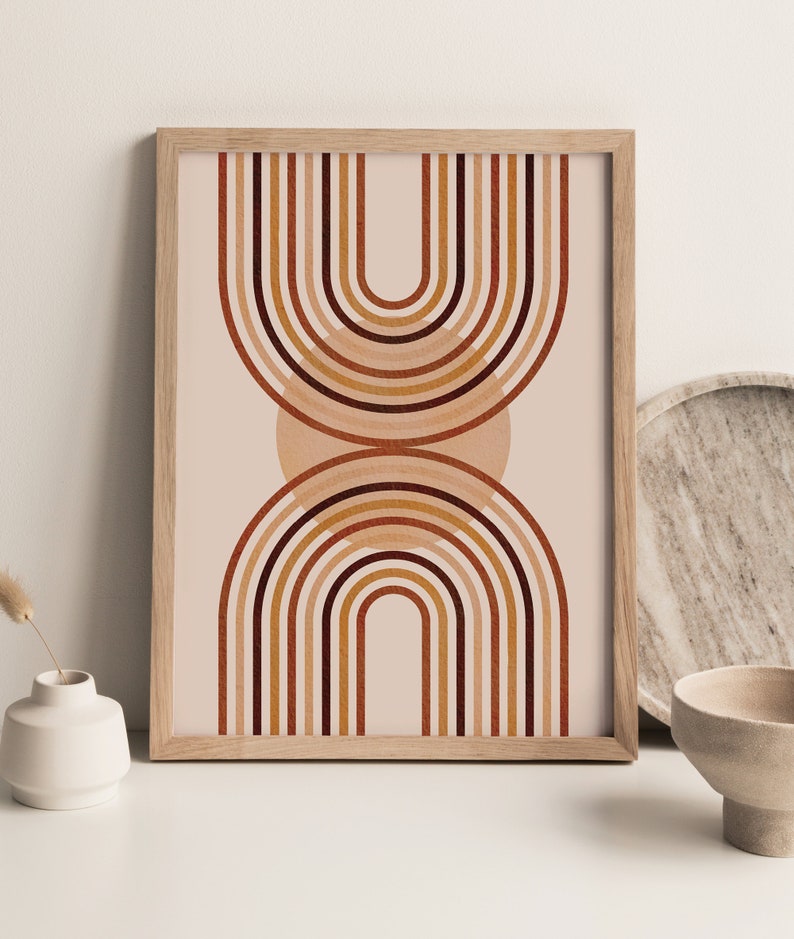 Mid Century Modern, Retro Rainbow Poster, Boho Wall Decor, Minimalist ...