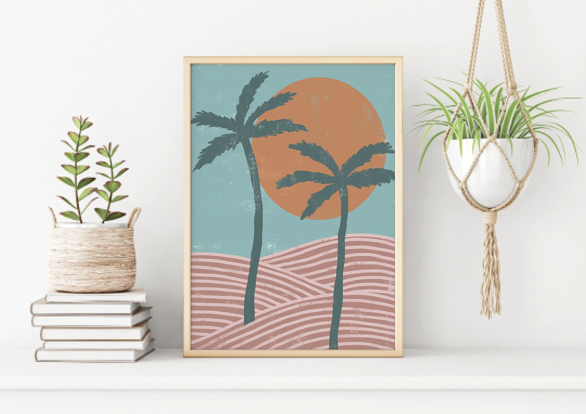Palm Trees Printable Wall Art Abstract Landscape Boho Beach | Etsy