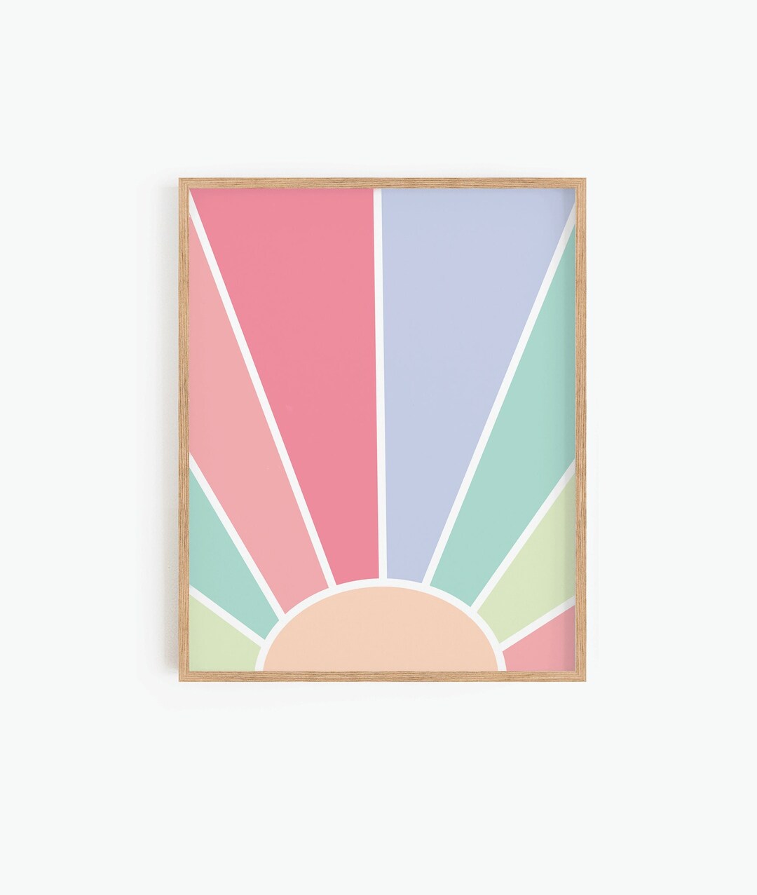 Danish Pastel Decor, Sunburst Poster, Retro Rainbow, Printable Wall Art ...