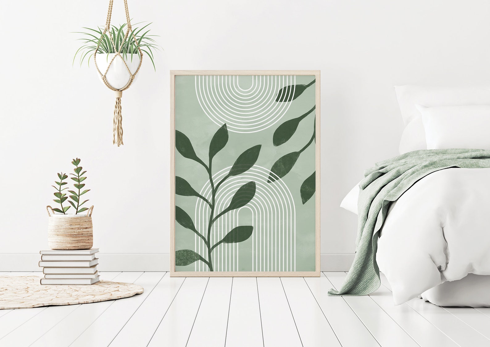 Sage Green Decor Boho Rainbow Print Botanical Printable Wall | Etsy