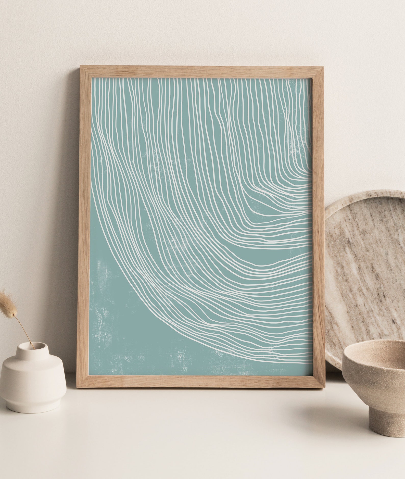 Teal Abstract Art Print, Printable Wall Art, Boho Decor, Stripes Print ...