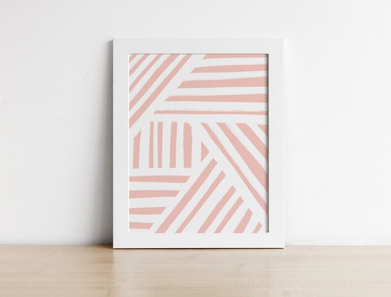 Geometric Printable Wall Art Pink Stripes Print Digital | Etsy