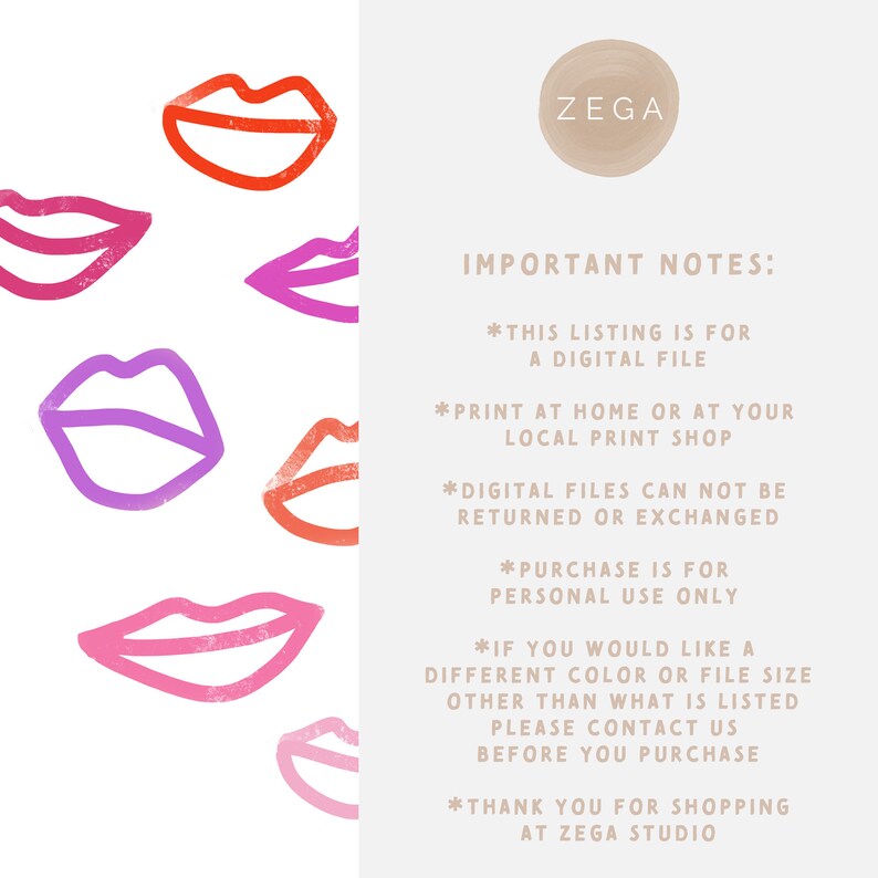Valentine's Wall Art, Lips Print, Printable Wall Art, Valentines Day ...