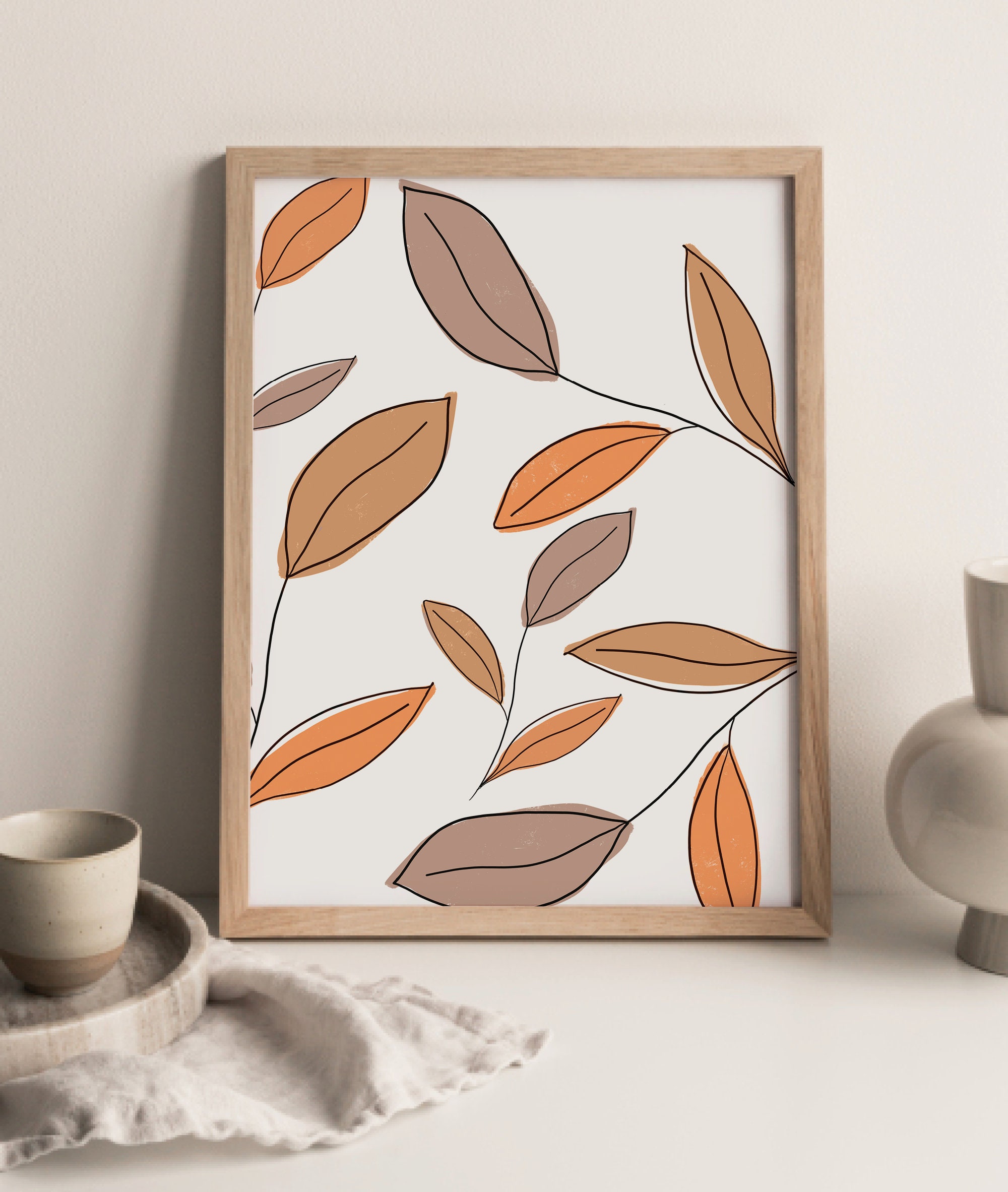 Fall Leaves Autumn Decor Printable Wall Art Boho Wall | Etsy