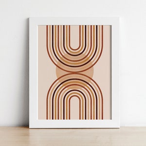 Mid Century Modern, Retro Rainbow Poster, Boho Wall Decor, Minimalist ...