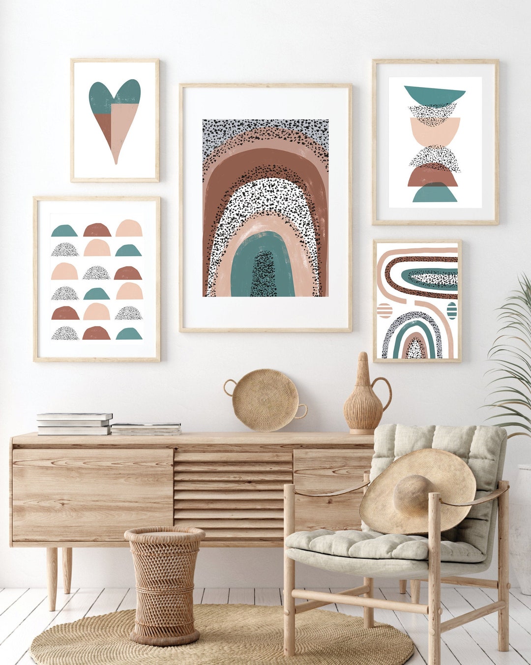 Abstract Art Prints, Gallery Wall Set of 5 Prints, Printable Wall Art ...