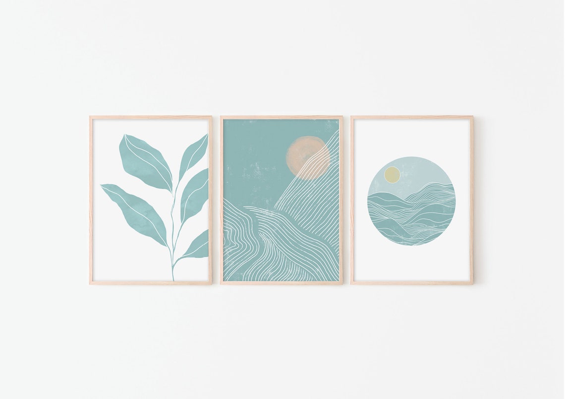 Boho Beach Printable Wall Art Set Of 3 Prints Botanical | Etsy