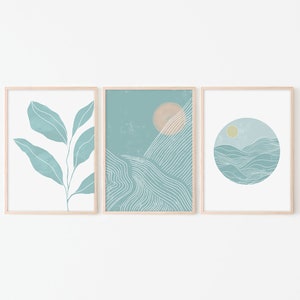 Boho Beach, Printable Wall Art, Set of 3 Prints, Botanical, Ocean Waves ...