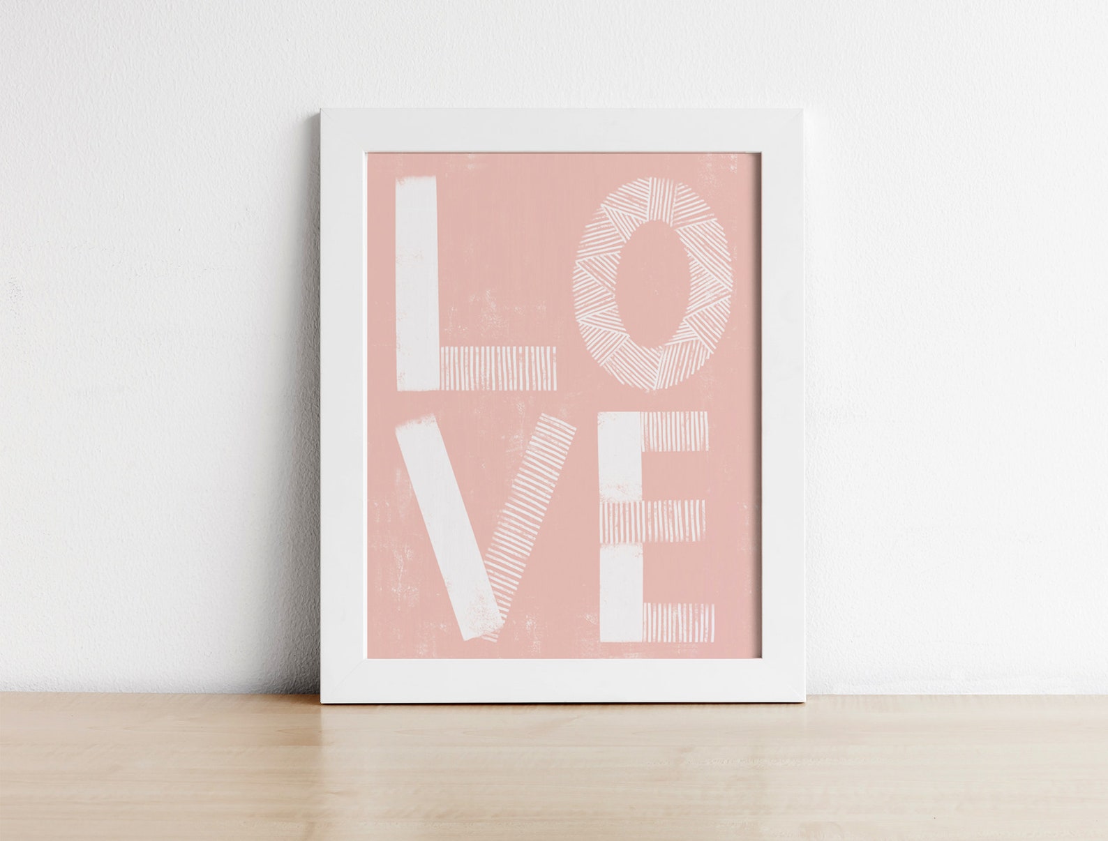 Set of 2 Prints, Blush Pink Heart, Love, Printable Wall Art, Line ...