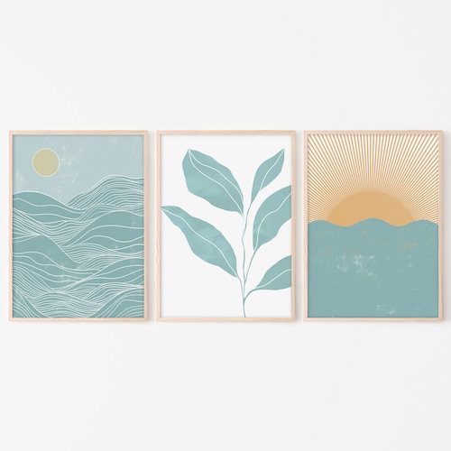 Ocean Waves Print Boho Beach Print Ocean Wall Art Modern - Etsy