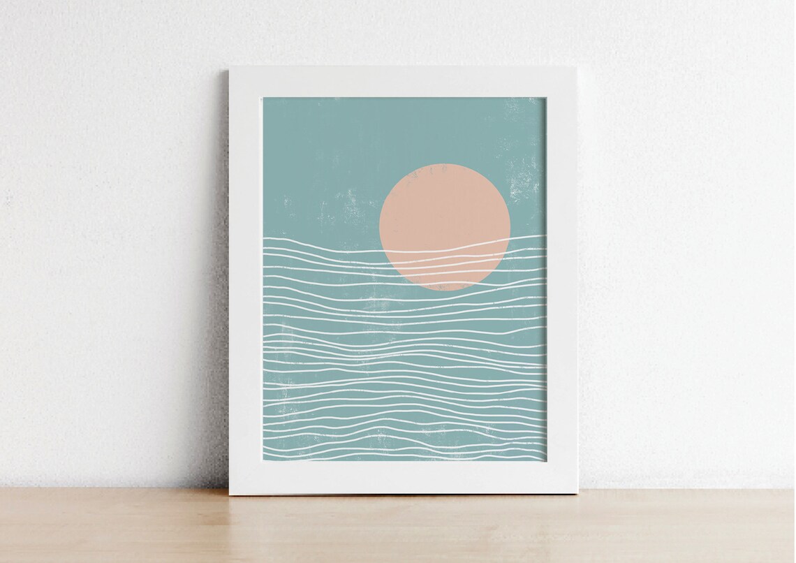 Ocean Waves Print Boho Wall Decor Printable Wall Art Sunset | Etsy