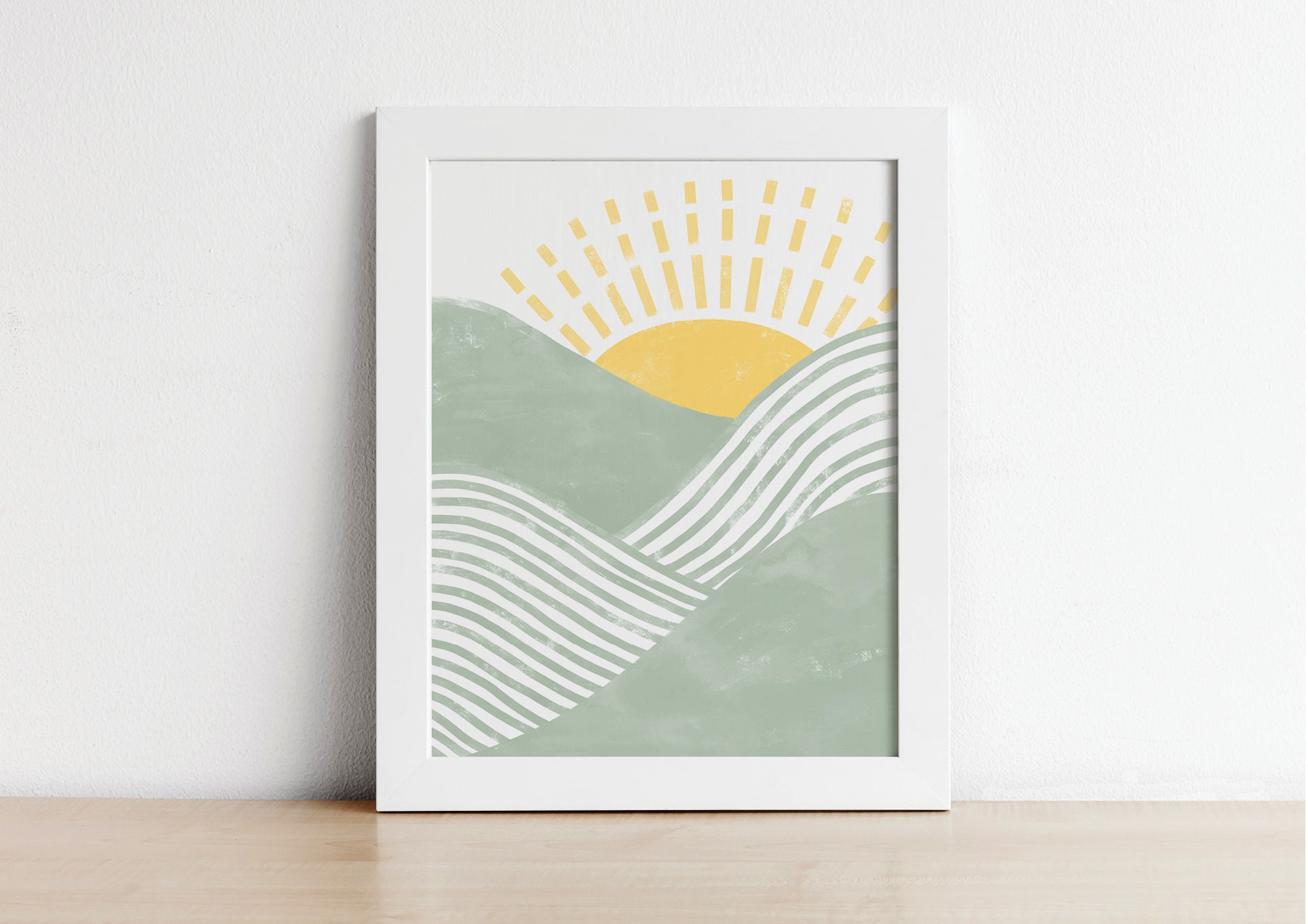 Sage Green Decor, Printable Wall Art, Abstract Landscape, Boho Beach ...