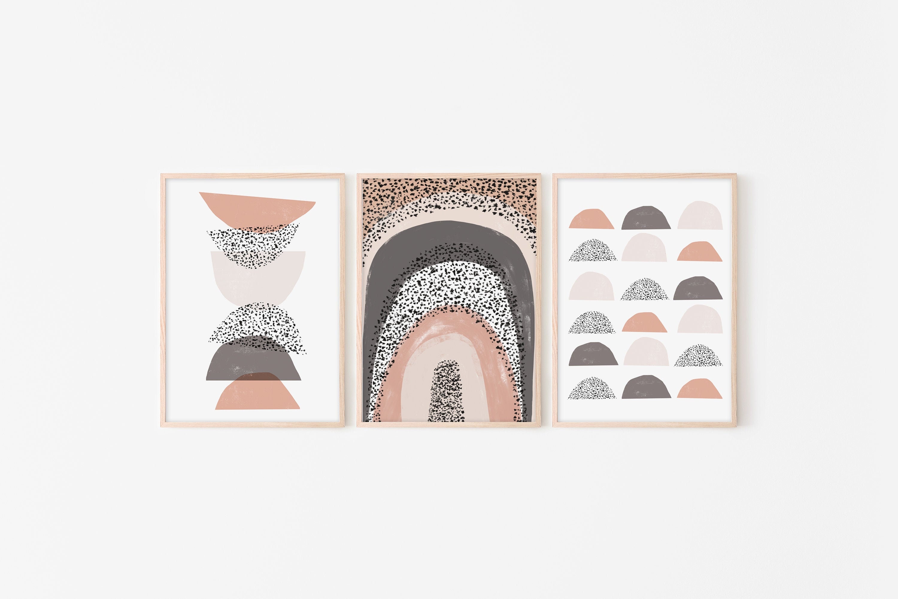 Set of 3 Abstract Art Prints Geometric Printable Wall Art Boho Decor ...