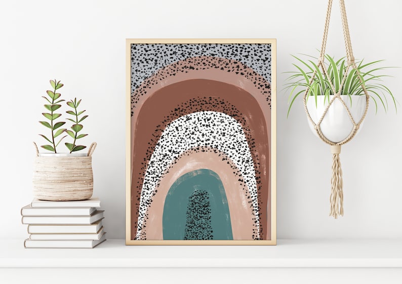 Boho Rainbow, Printable Wall Art, Set of 2 Prints, Color Block Heart ...