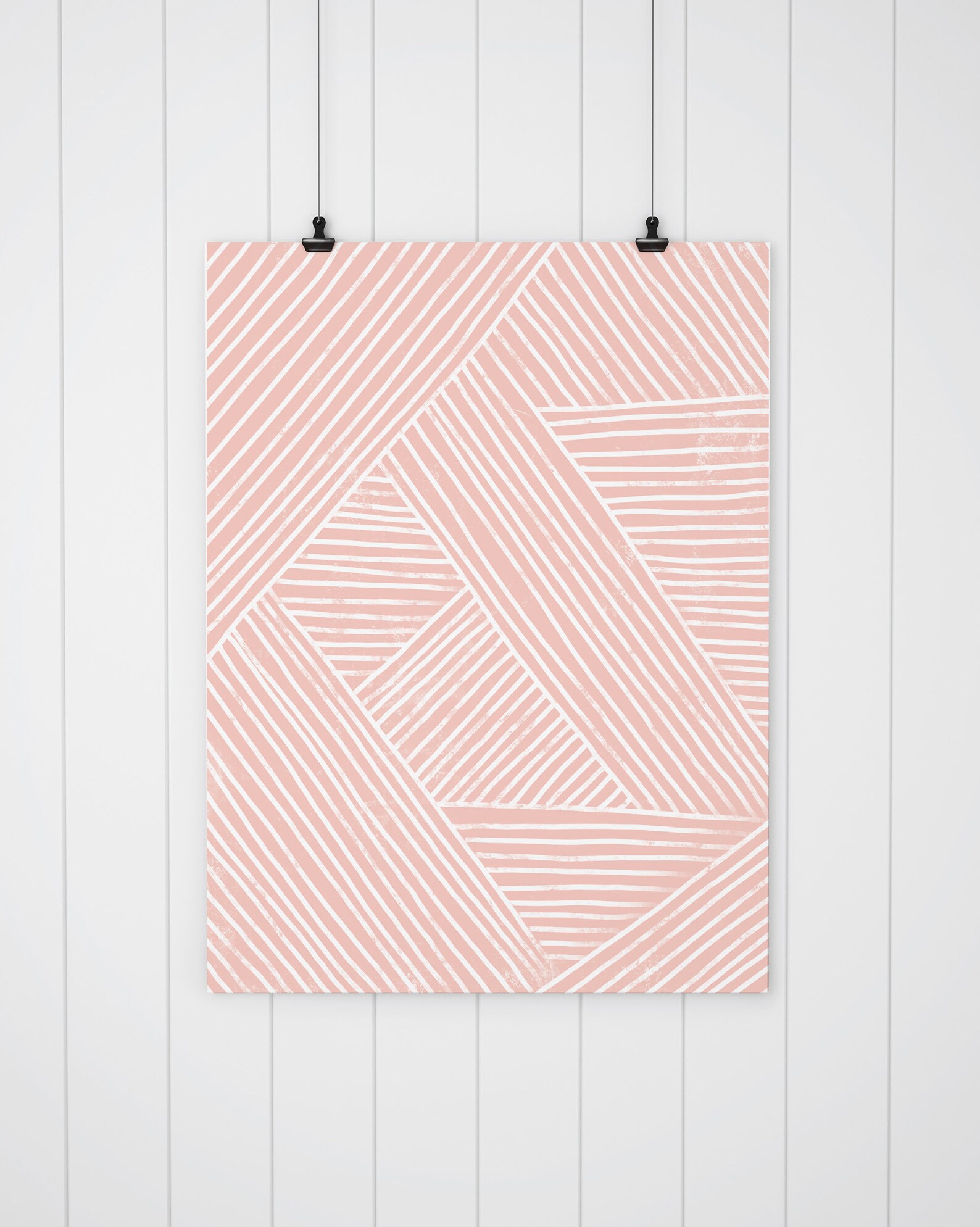 Blush Pink Stripes Print, Geometric Printable Wall Art, Digital Print ...