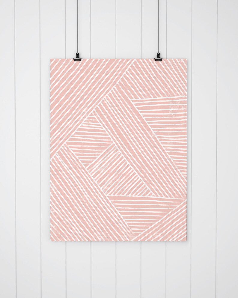 Blush Pink Stripes Print Geometric Printable Wall Art - Etsy