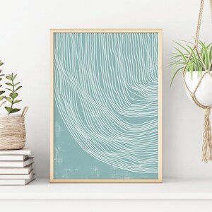 Teal Abstract Art Print, Printable Wall Art, Boho Decor, Stripes Print ...