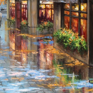 Rainy City Painting Rainy Day Aesthetic Cityscape Wall Art European ...