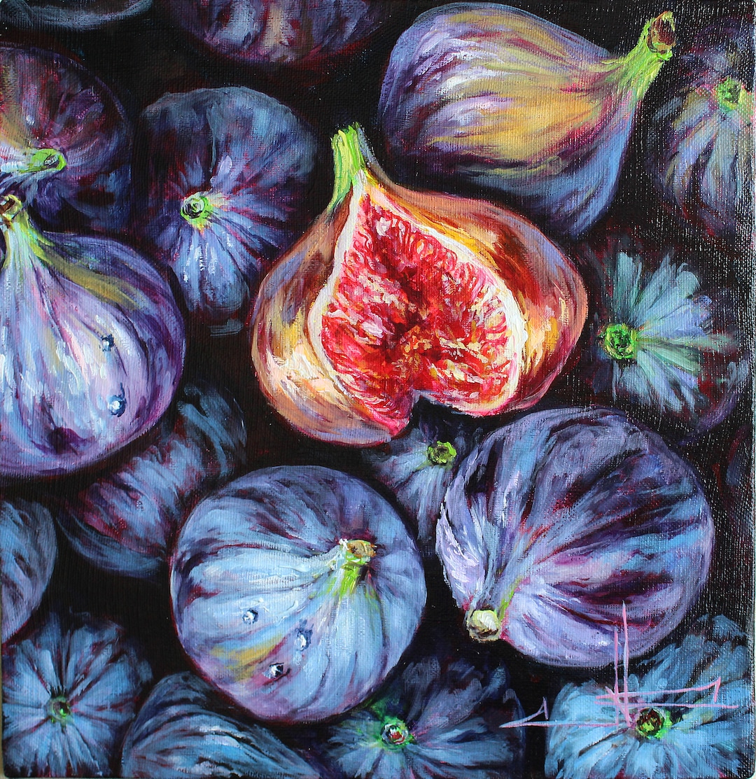 Fig Original Painting Purple Fig Decor Fig Art Fruit Wall Decor Fruit ...