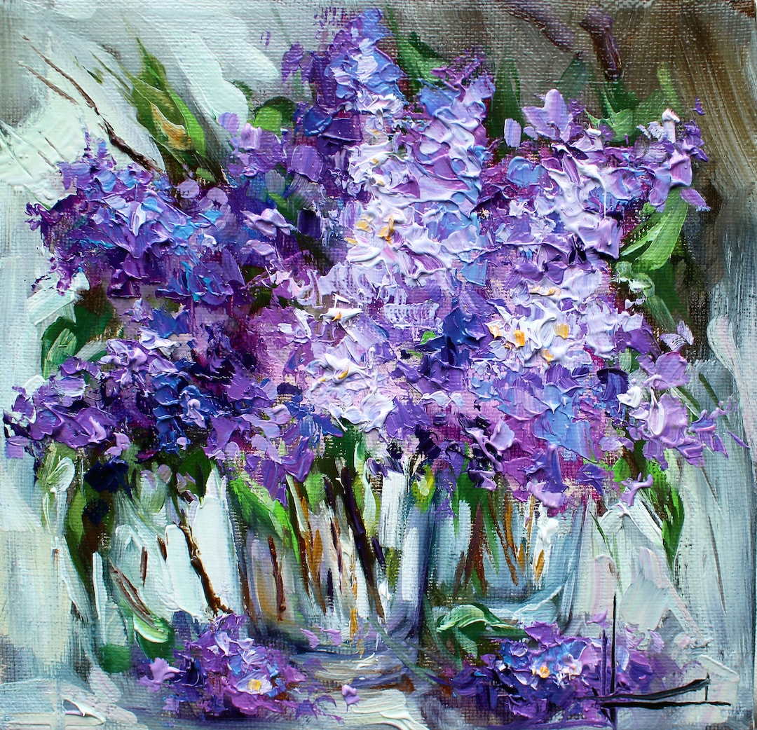 Bouquet of Lilac Painting Author's Painting Lilac in a Glass Vase ...