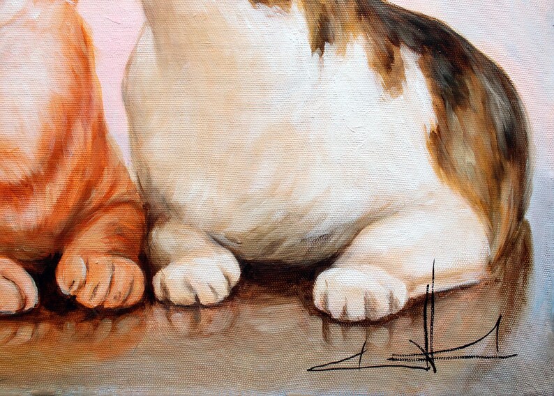 Two Cats Original Painting Love Art Cats Art Portrait Pet Valentine's ...