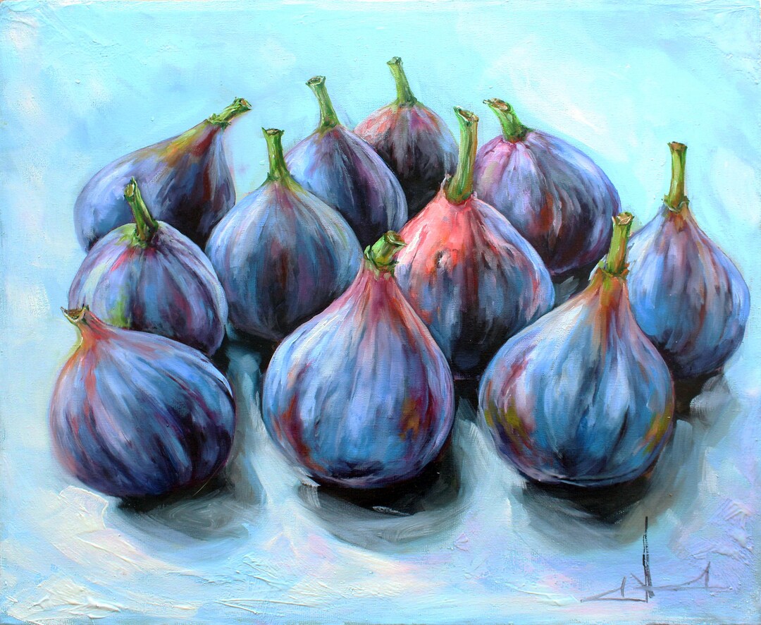 Juicy Figs Original Oil Painting Figs Art Cottage Decor Kitchen Wall ...