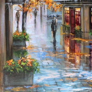 Rainy City Painting Rainy Day Aesthetic Cityscape Wall Art European ...