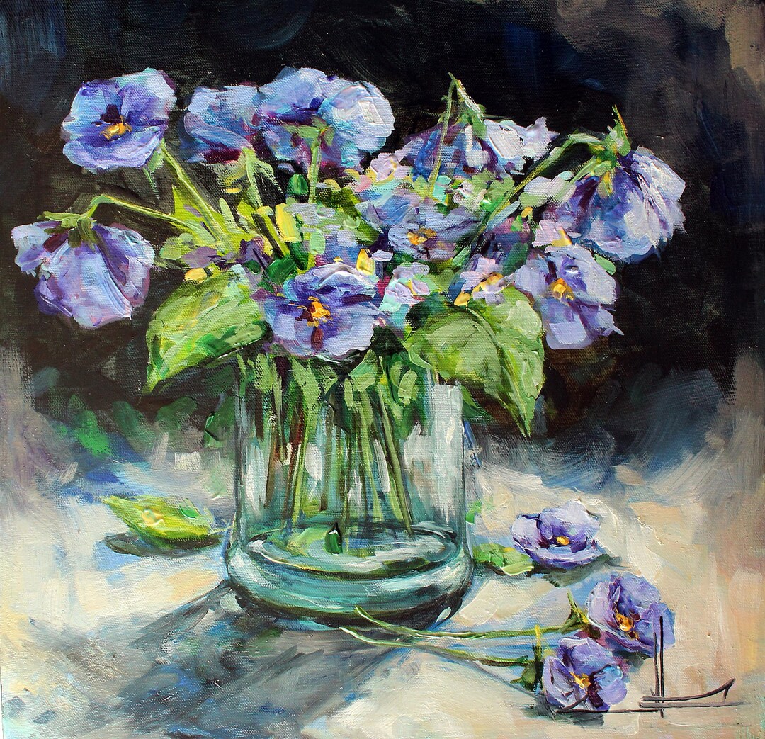 Bouquet of Violets Original Painting Floral Wall Decor Violets Art ...