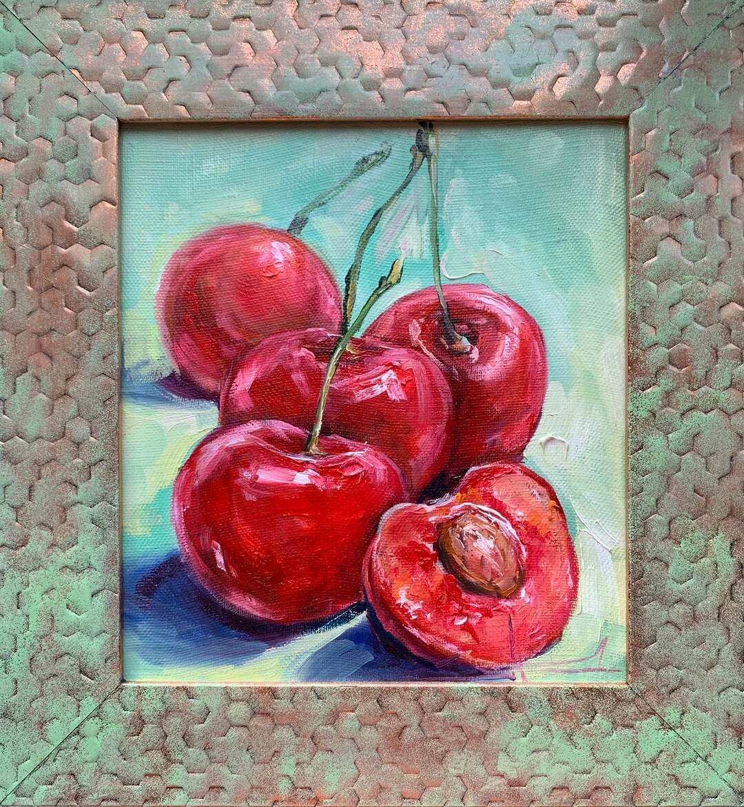 Cherry Oil Painting Red Cherries Art Original Oil Painting Fruit Art ...