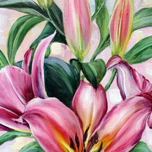 Lilies Original Painting Flowers Art Floral Wall Art Gift for Her Gift ...