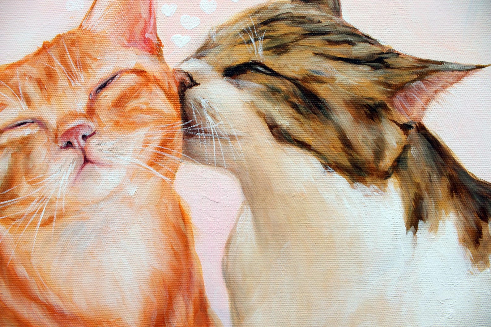 Two Cats Original Painting Love Art Cats Art Portrait Pet Valentine's ...