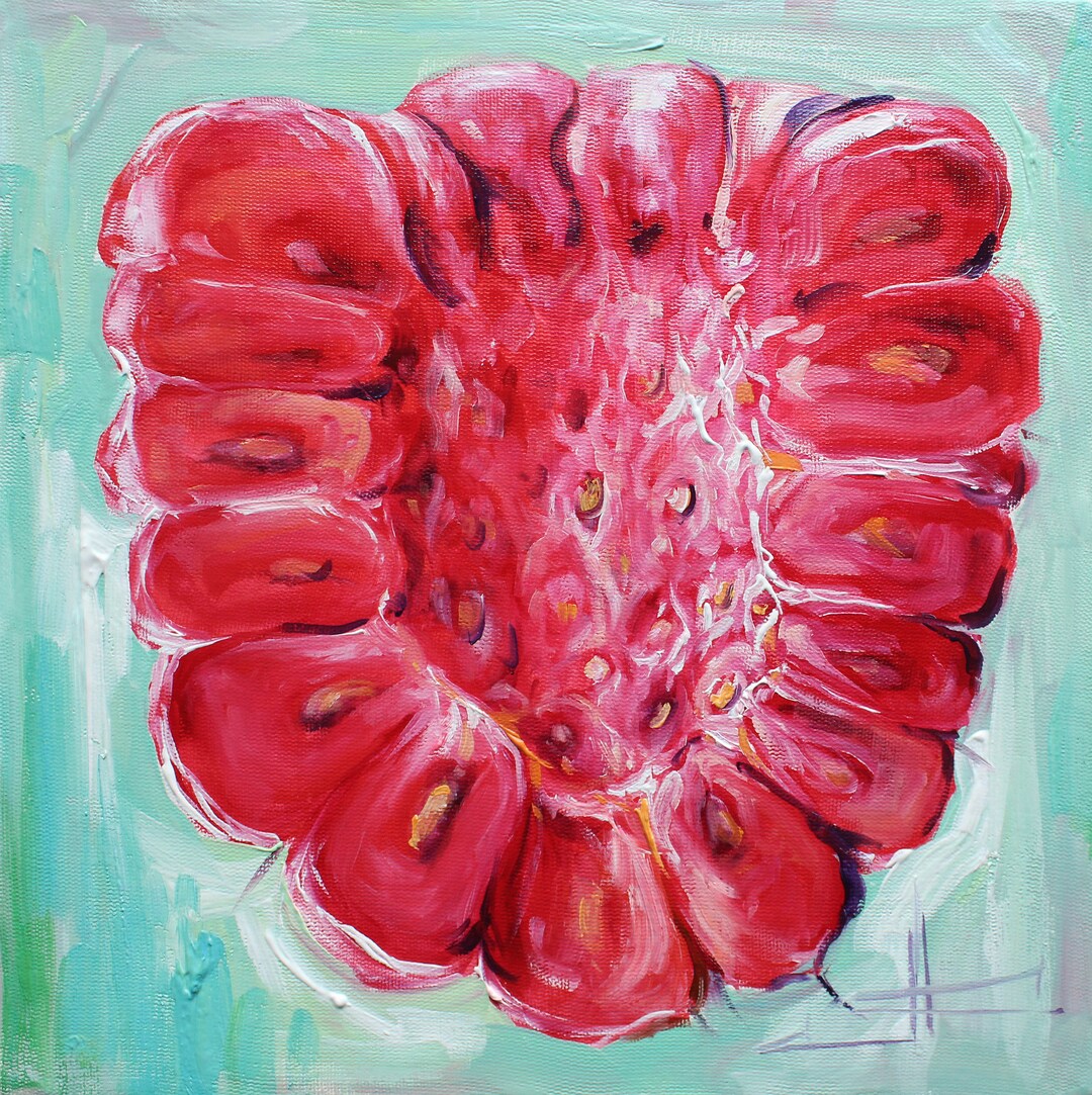 Half Raspberry Original Painting Fruit Art Sensual Art Love Painting ...