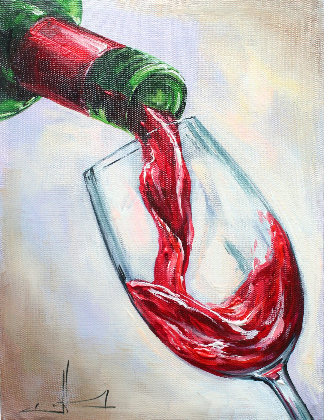 Red Wine Painting Wine Pouring Art Author's Painting Small Painting ...