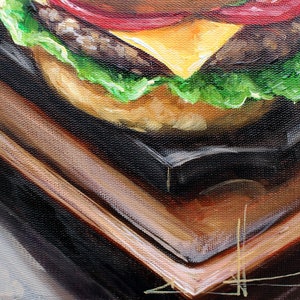 Burger Painting Original Art Oil Painting on Canvas Food Painting Small ...