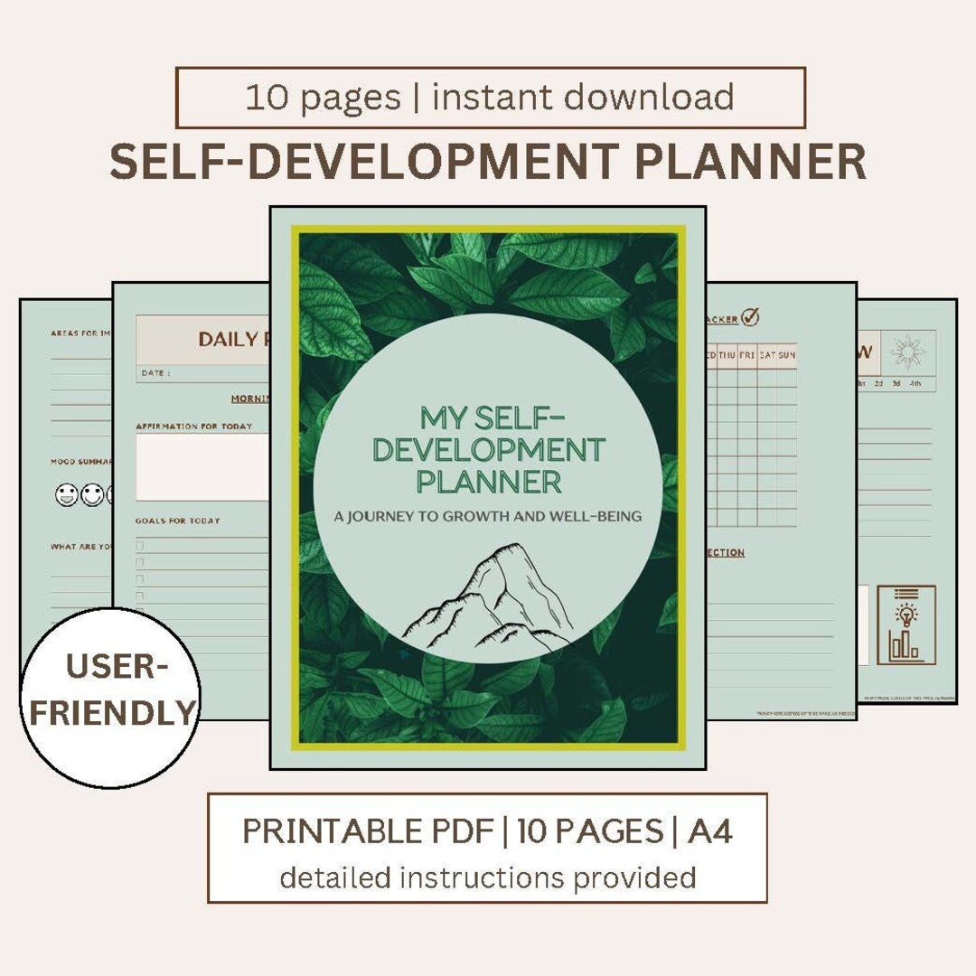 Self-development Planner | Digital PDF | Daily Weekly Monthly Self ...