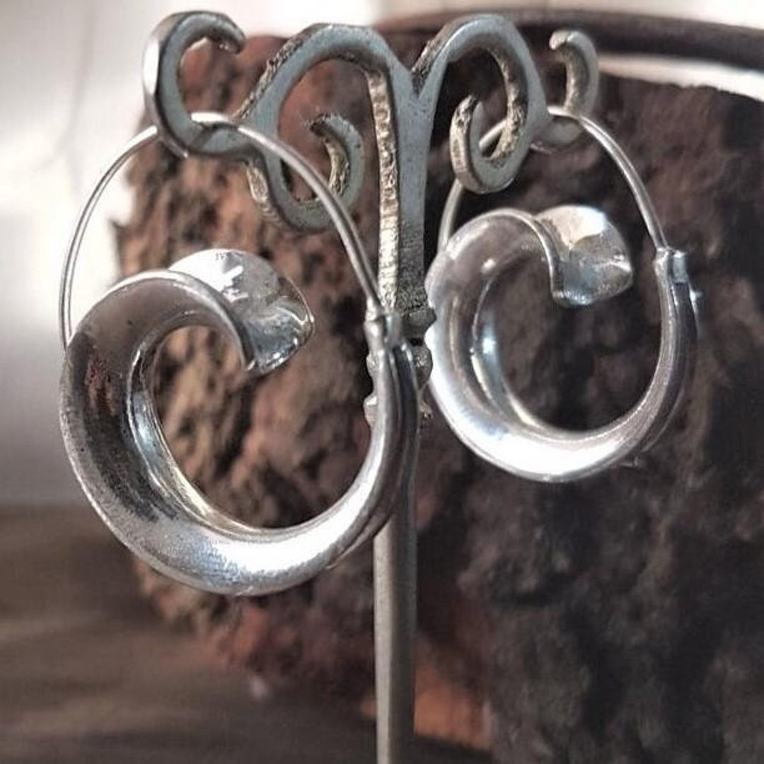 Silver Concave Wave Spiral Hoop Earrings - Etsy