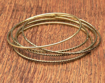 Brass Bangle Set | Etsy