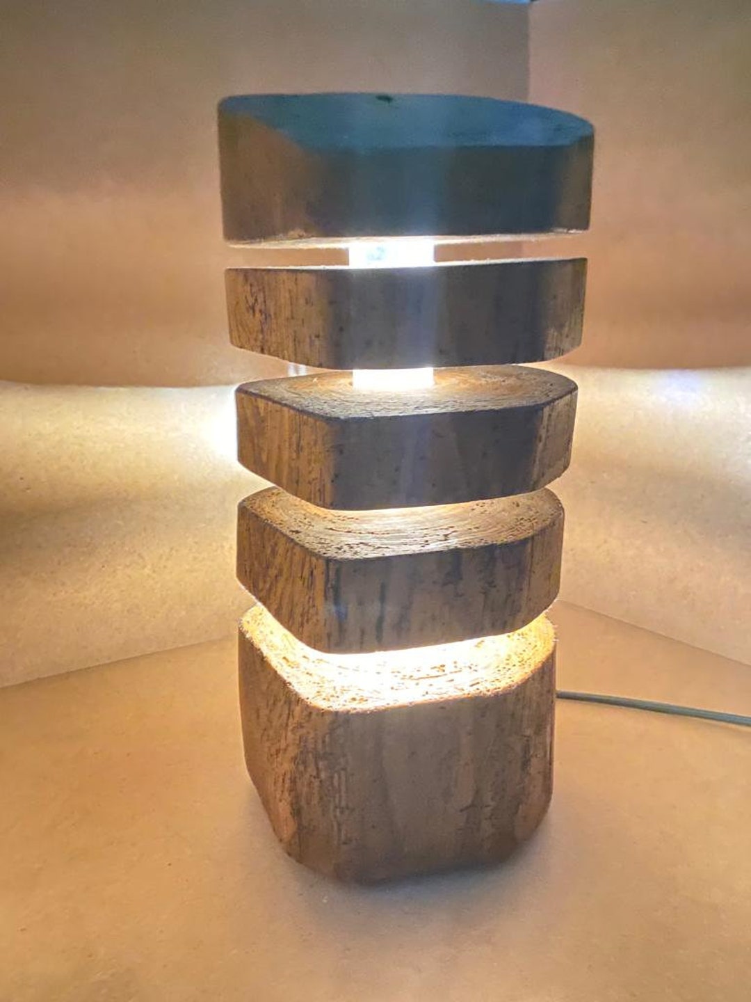 Handmade Repurposed Wood Table Lamp - Etsy