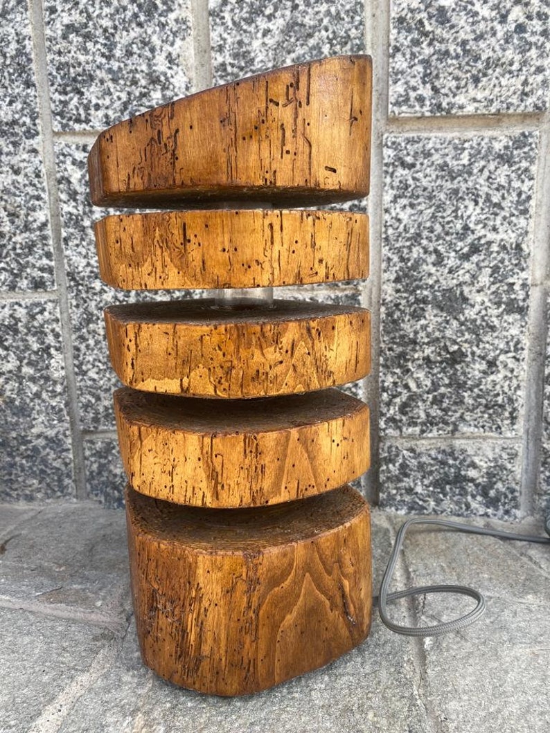 Handmade Repurposed Wood Table Lamp - Etsy