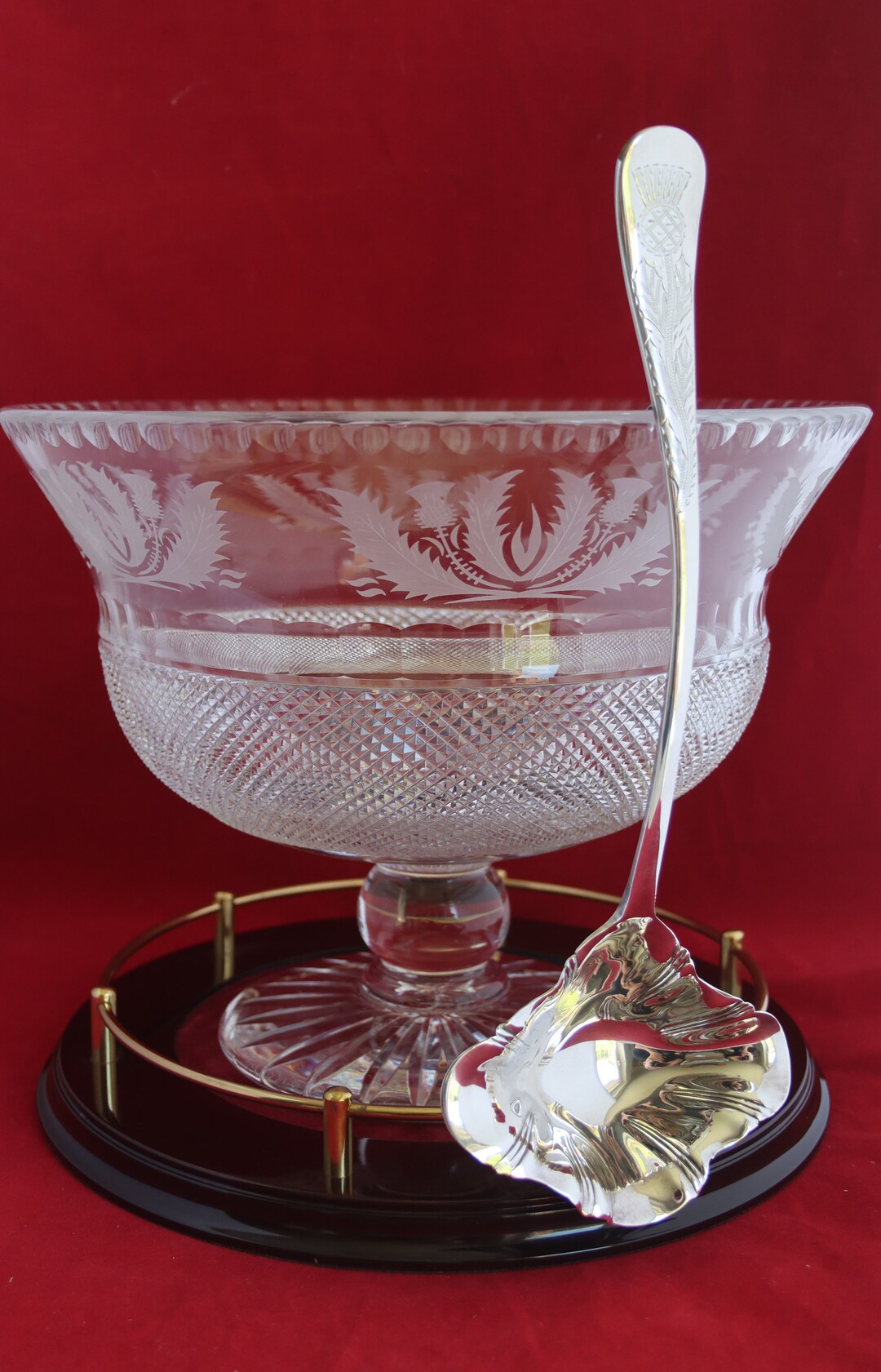 Edinburgh Crystal Thistle Large Punch Bowl With Ladle - Etsy