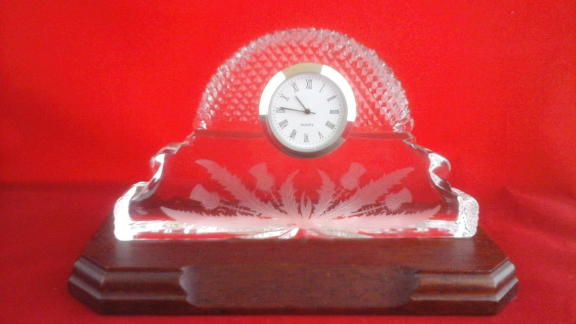 Edinburgh Crystal Thistle Clock With Plinth - Etsy