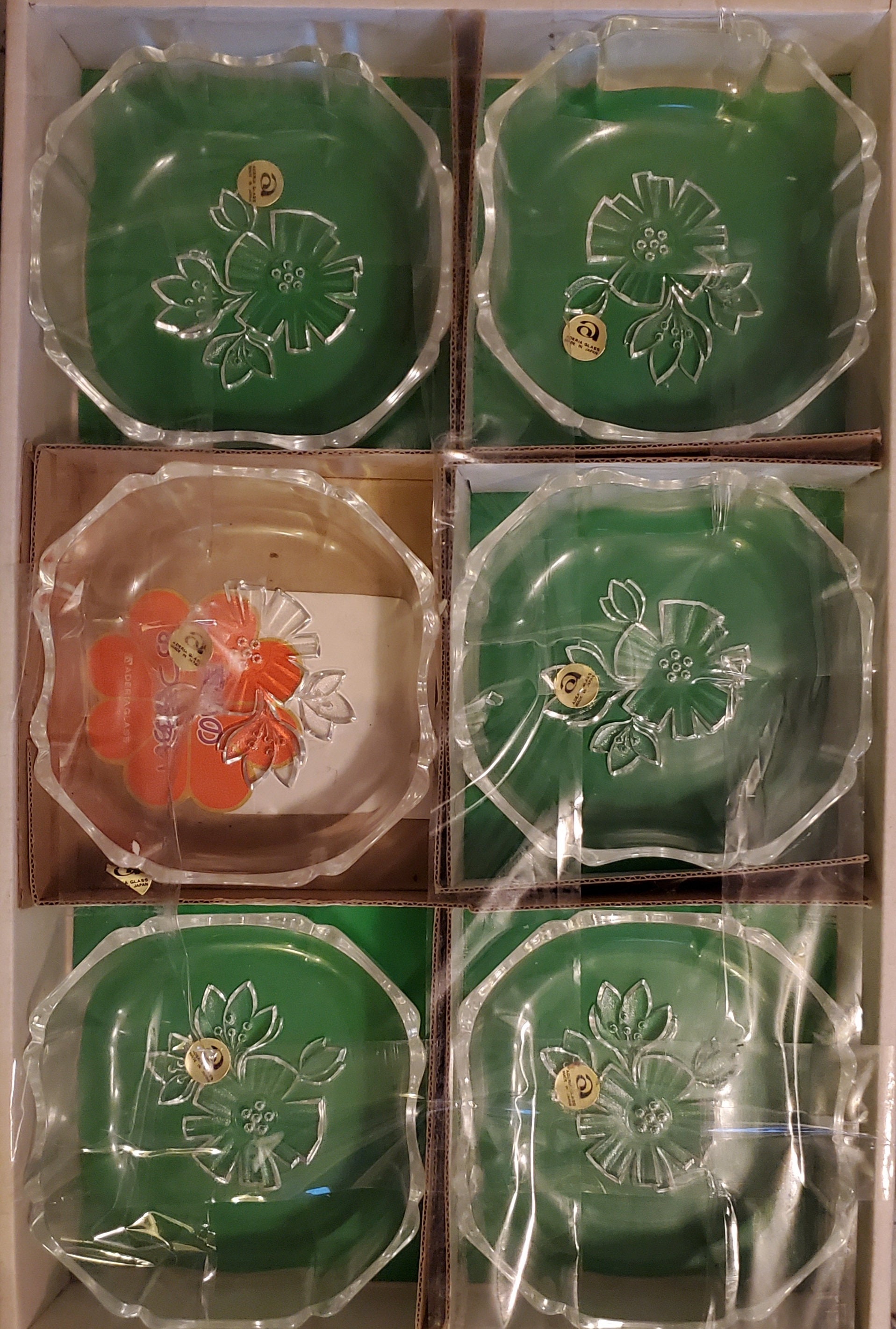 Vintage Aderia glass dishes s-6423 Set of 6 1960s 1970s Japanese Made ...