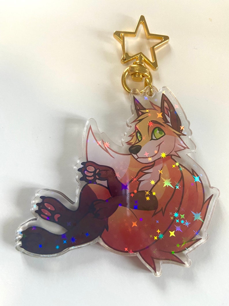 Furry Keychains - Acrylic With Holographic Effect - Etsy