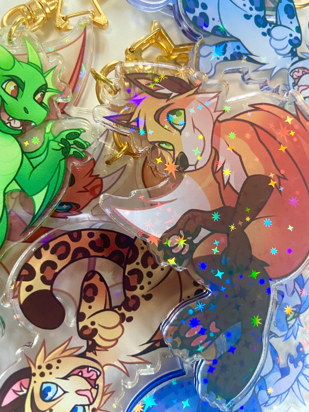 Furry Keychains - Acrylic With Holographic Effect - Etsy