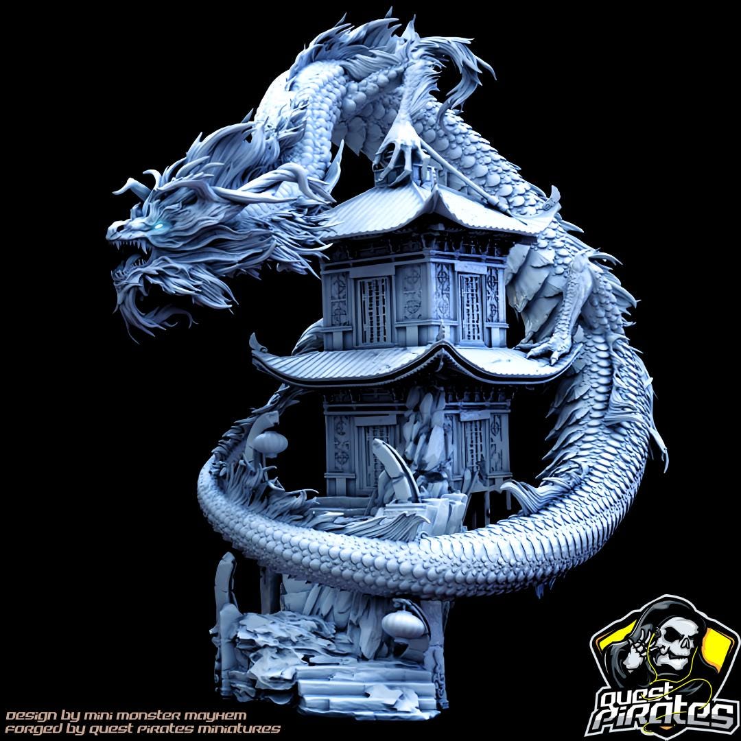 Azure Dragon 3D Printed Miniature for Dungeon Master, Detailed 8K Resin ...